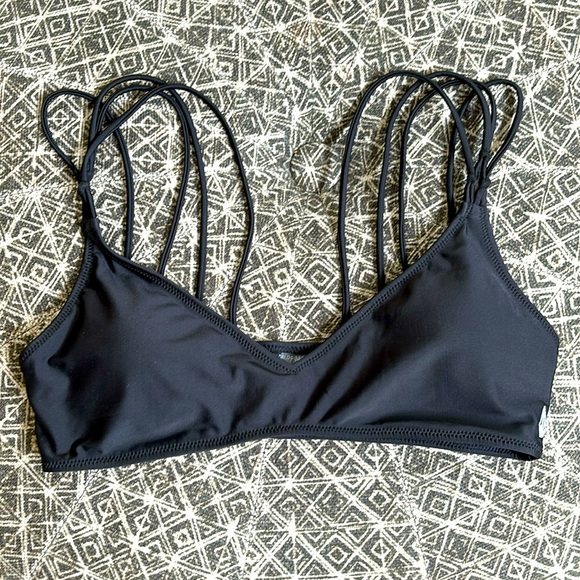 Volcom | Swim | Volcom Black Racer Back Bikini Top Size Medium | Poshmark